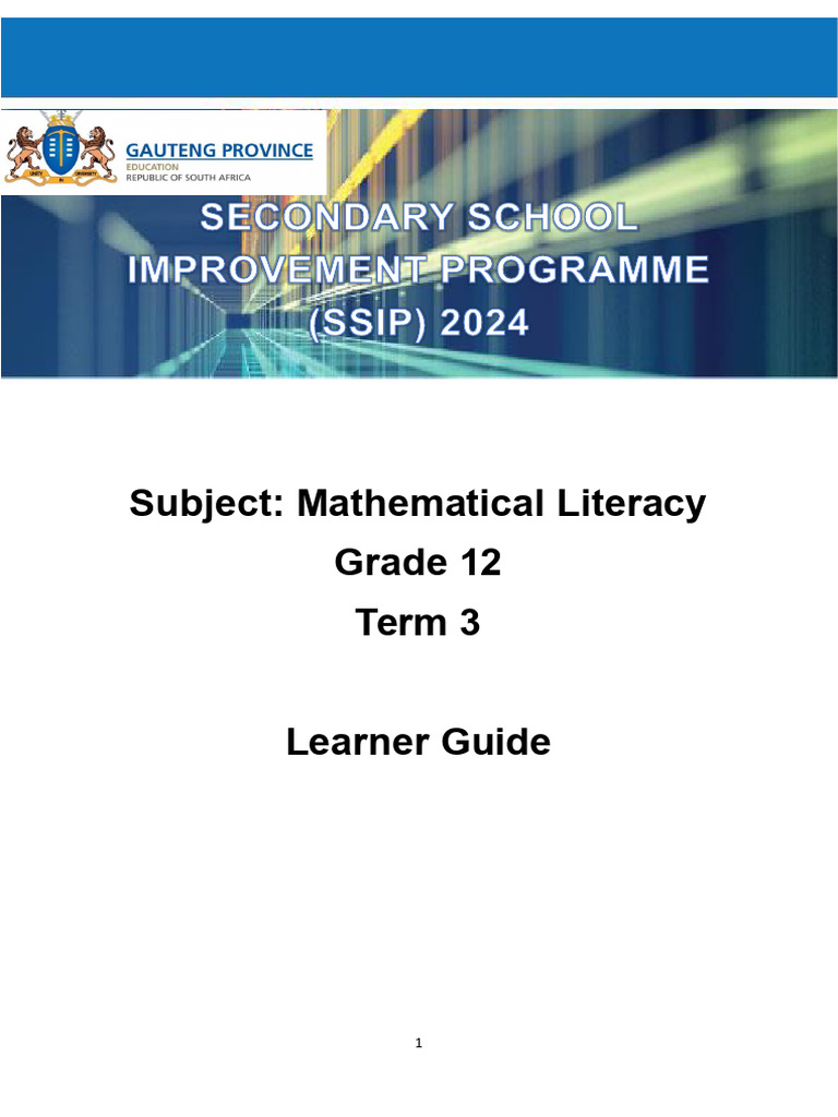 Math LIt Grade 12 Term 3 Learner Guide 2024 English | PDF | Interest | Value Added Tax