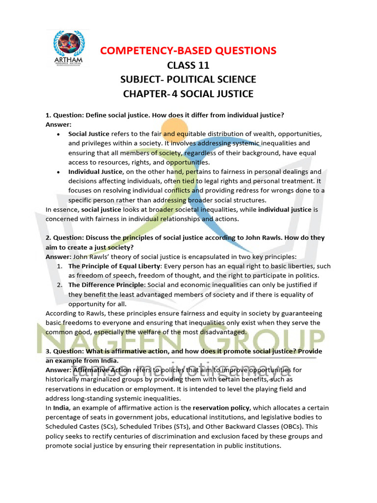 Class 11 Competency Based Question - Political Science Chap 4 (2024-25 ...