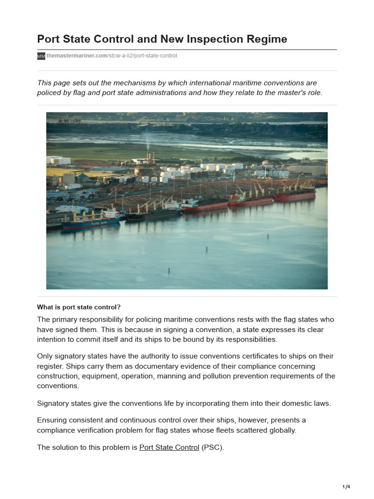 Port State Control and New Inspection Regime | PDF | Ships