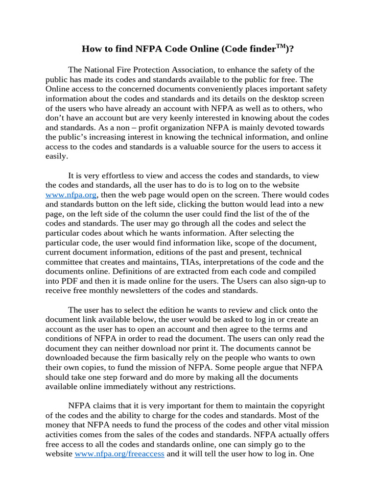 How To Find NFPA Code Online | PDF | Information | Software