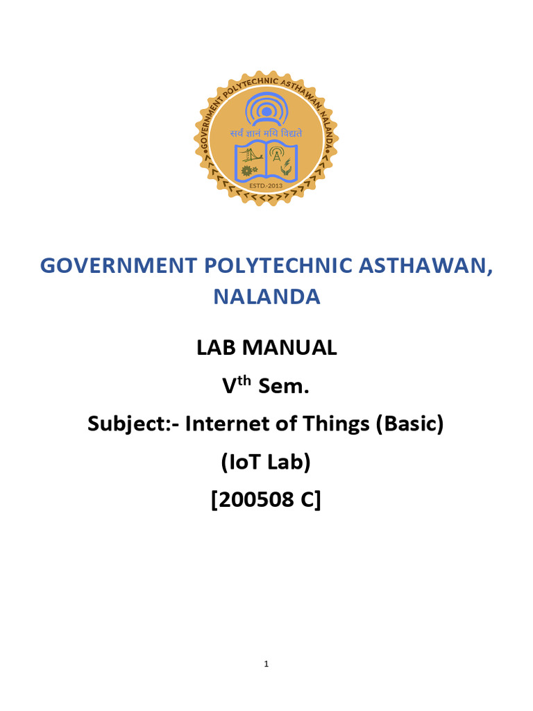 IoT Lab Manual: Practical Experiments | PDF | Internet Of Things | Arduino
