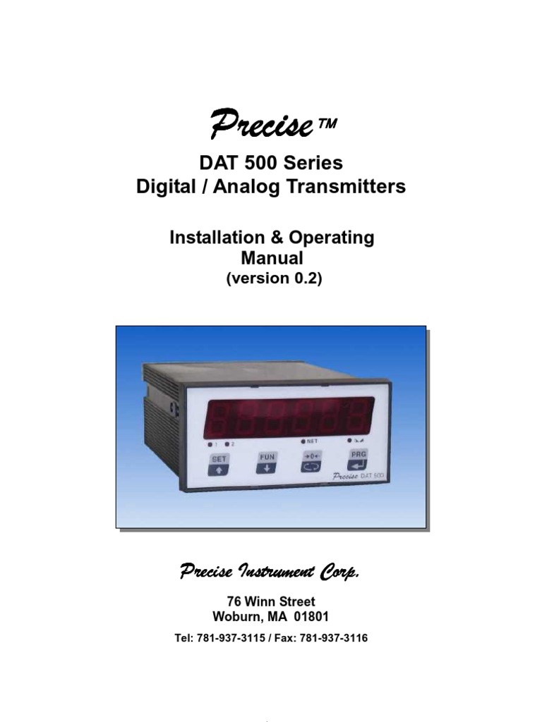 DAT500 Manual 0.2 | PDF | Parameter (Computer Programming) | Cable