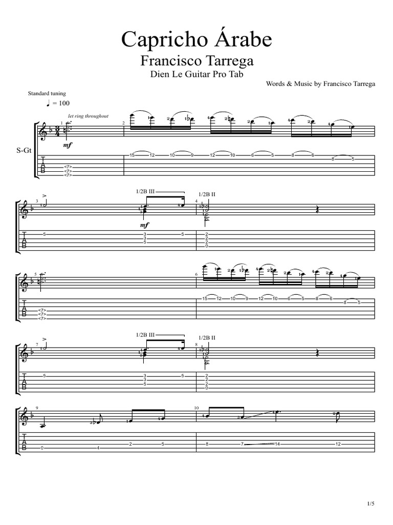 Capricho Árabe Guitar Tab | PDF | Classical Music | Classical Composers
