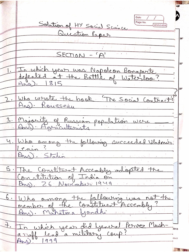 Class 9th Social Science Question Paper Solved | PDF