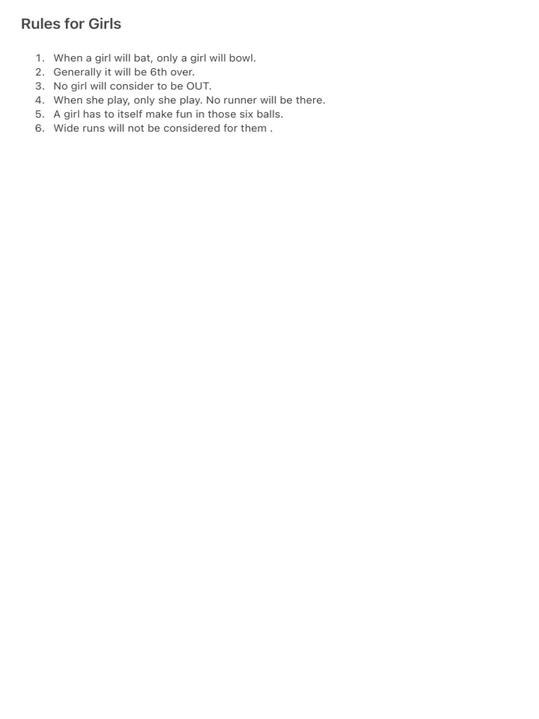 Rules For Girls | PDF | Sports & Recreation