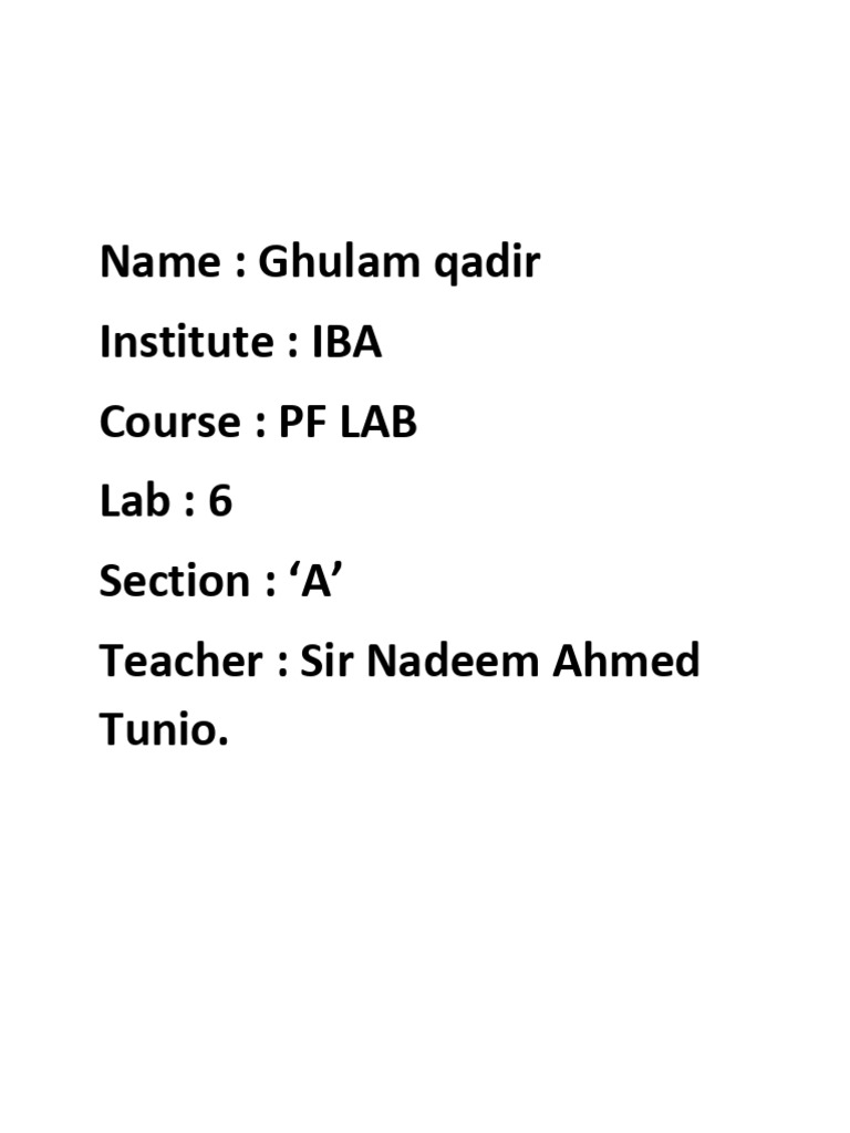 Ghulam Qadir Lab6 | PDF