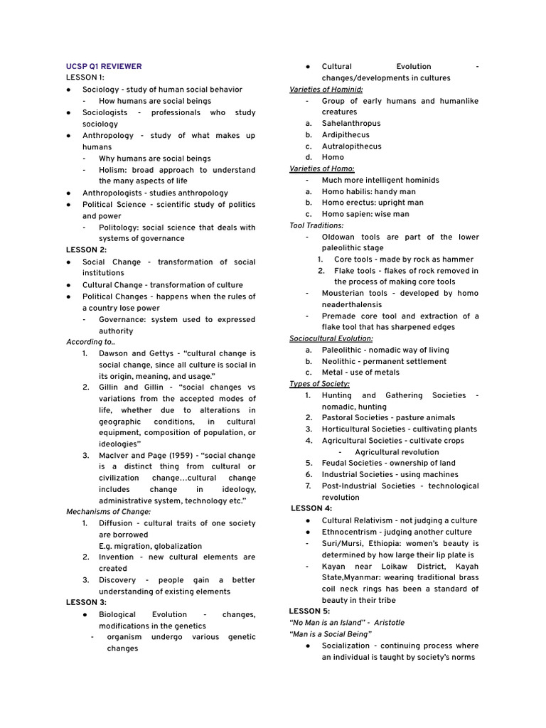 UCSP Q1 REVIEWER | PDF | Deviance (Sociology) | Socialization UCSP Q1 REVIEWER | PDF | Deviance (Sociology) | Socialization