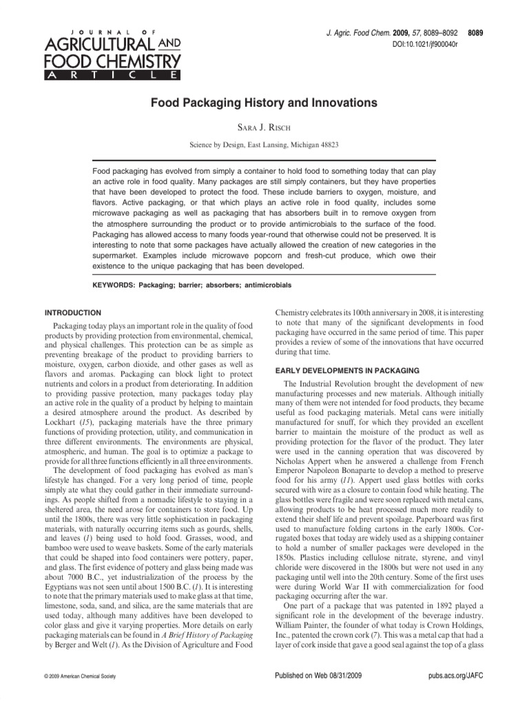 Food Packaging History and Innovations | PDF | Plastic | Packaging And ...