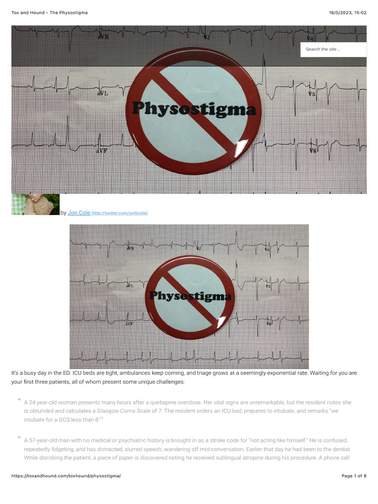 Tox and Hound - The Physostigma | PDF | Acetylcholine | Clinical Medicine