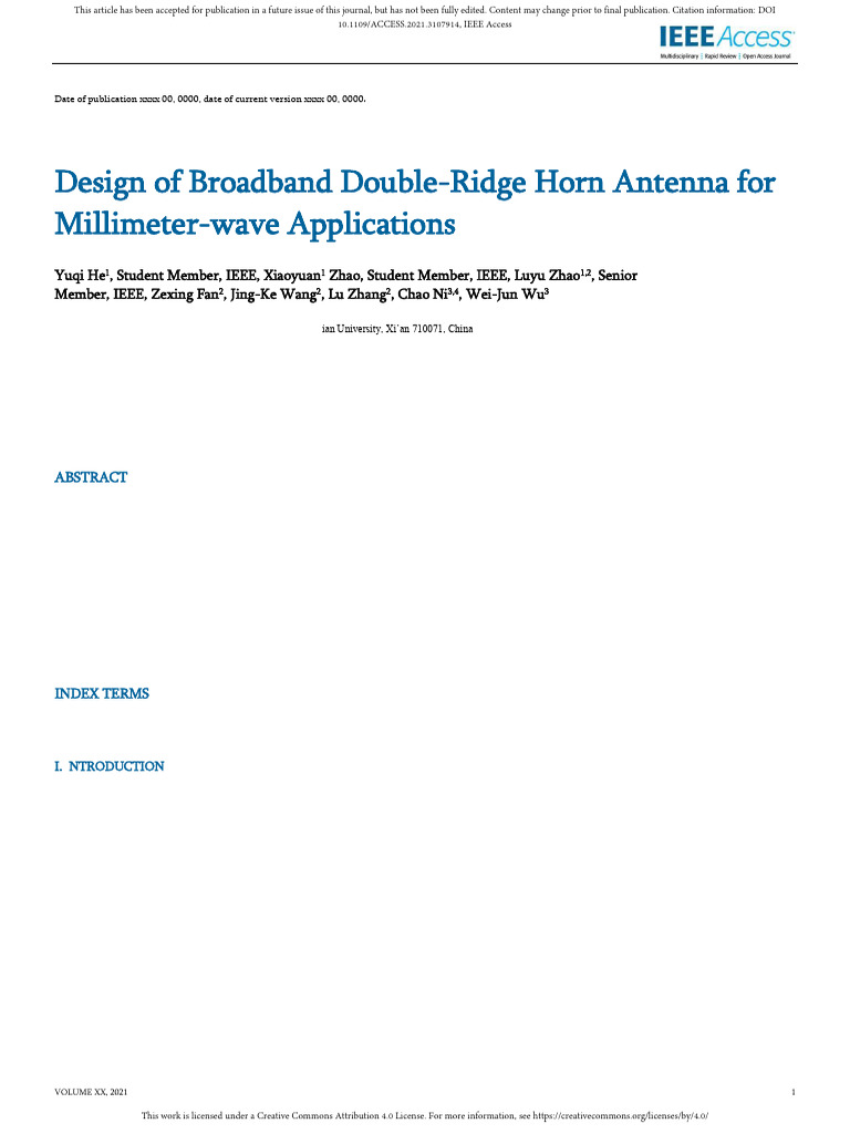 Design of Broadband Double-Ridge Horn Antenna For | PDF | Antenna ...
