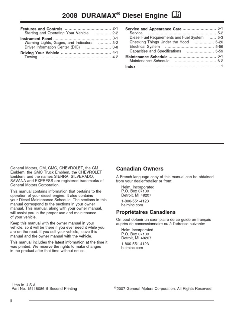 2008 Duramax Diesel Owner Manual | PDF | Exhaust Gas | Motor Vehicle