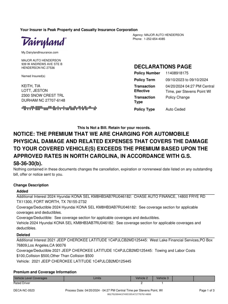 Auto Insurance Policy Update | PDF | Insurance | Traffic Collision