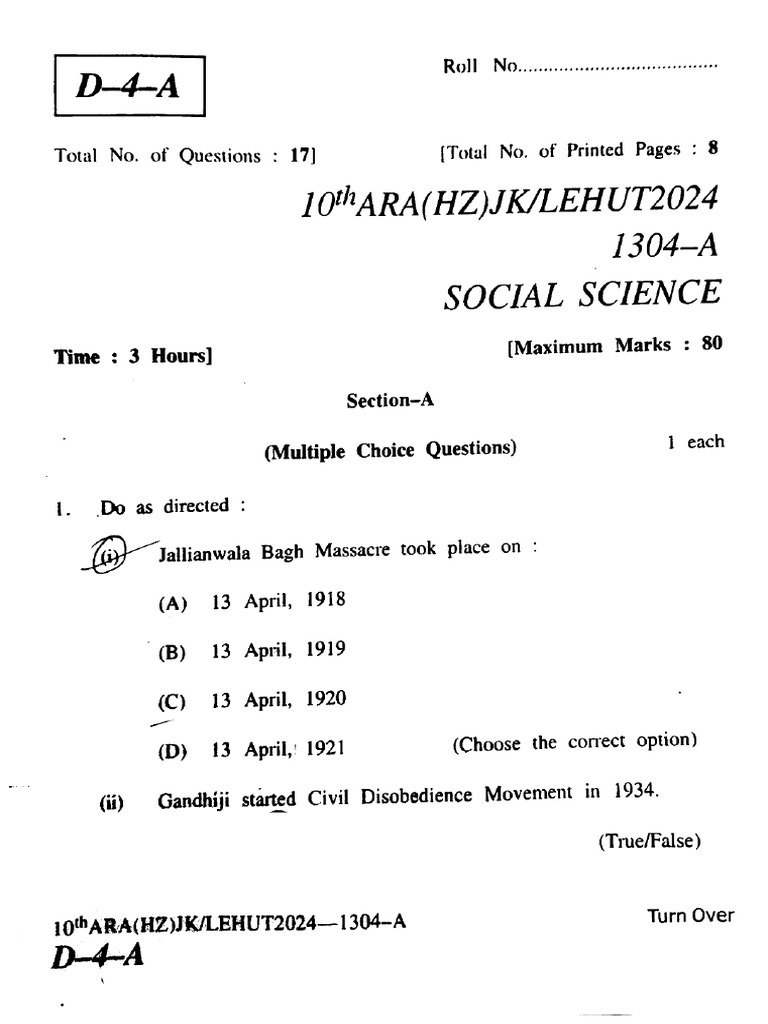 JK Bose Class 10 Social Science 1304 A 2024 | PDF