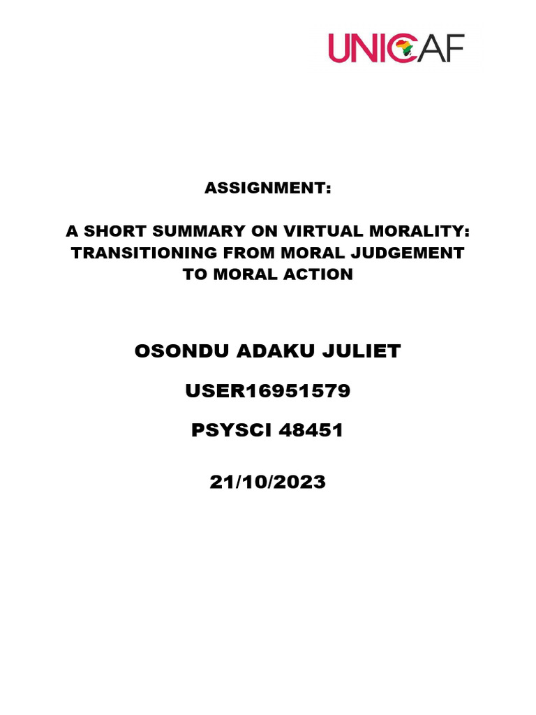 Ada Cognitive Assignment | PDF | Decision Making | Morality