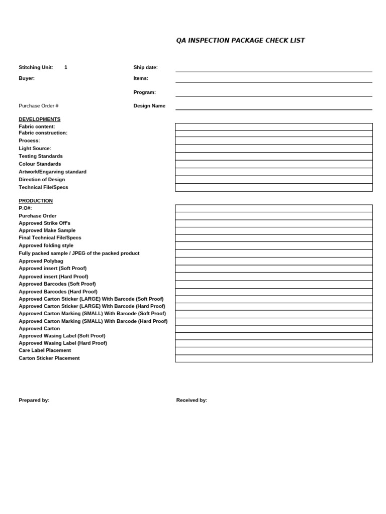 QC File Check List | PDF