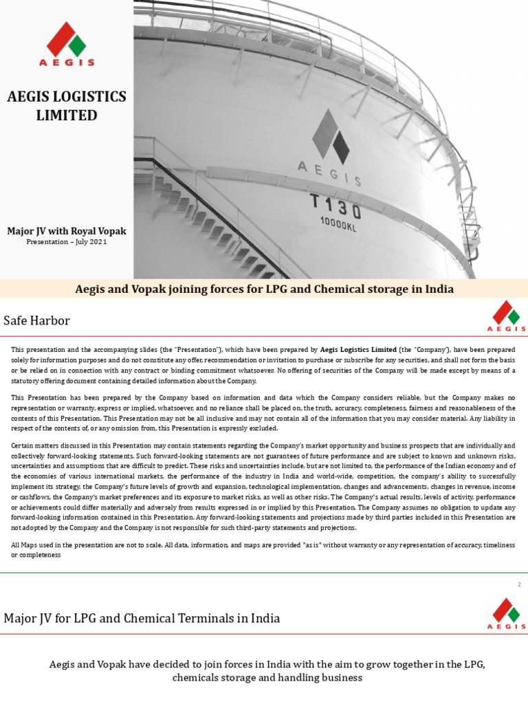 Aegis Logistics Deal Presentation | PDF | Liquefied Petroleum Gas