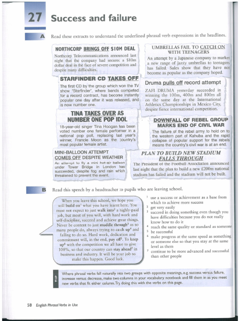 Phrasal Verbs in Use-Interm - 27-Success and Failure | PDF
