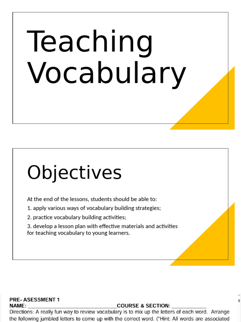 Teaching Vocabulary | PDF | Vocabulary | Reading Comprehension