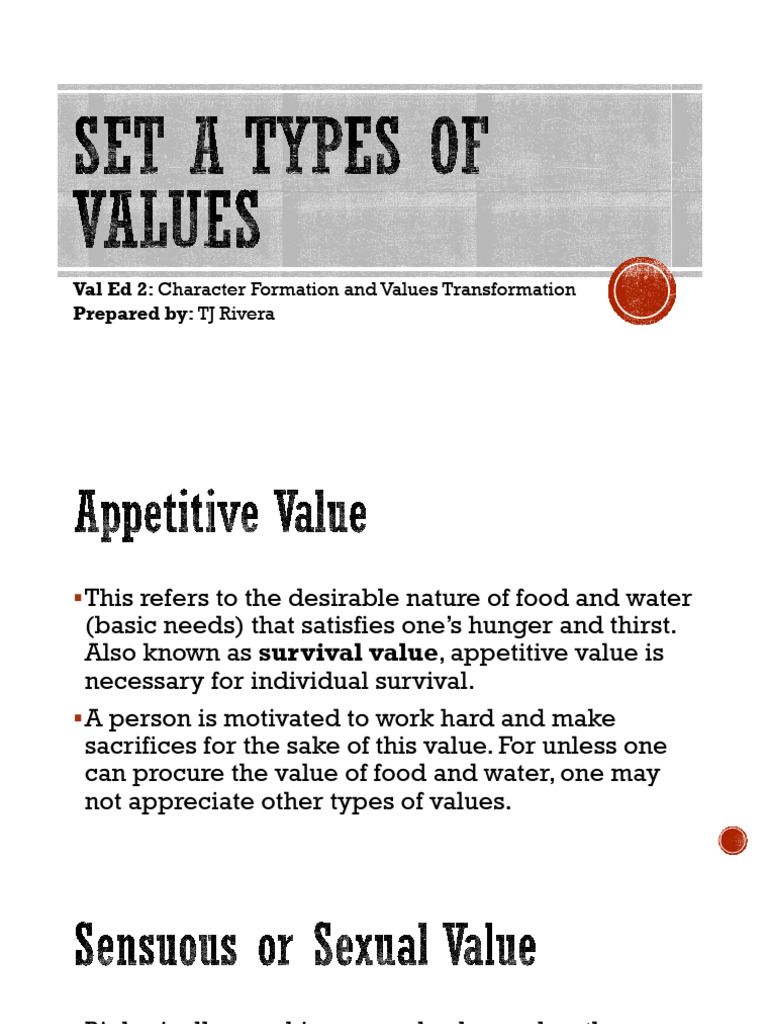 SET-A-TYPES-OF-VALUES | PDF | Spirituality