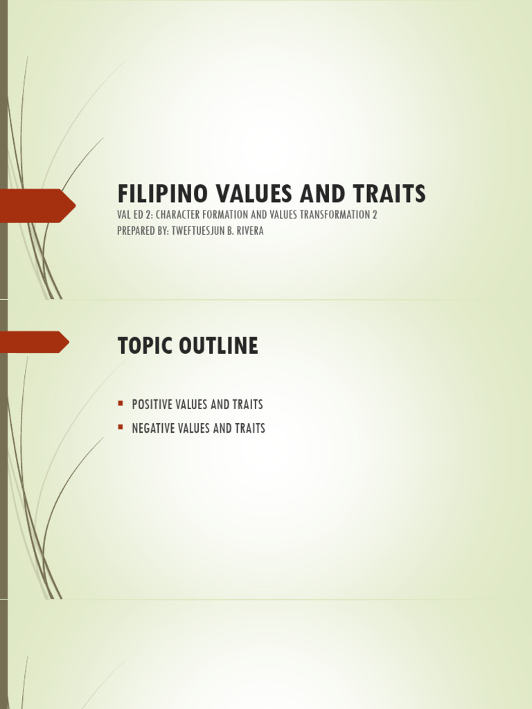 Filipino Values and Traits | PDF | Philippines | Social Psychology