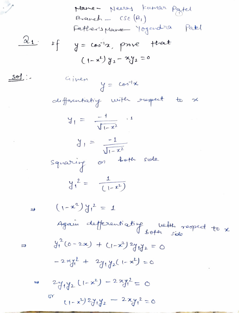 Neeraj Kumar Patel Calculus Assignment - CSE (B1) | PDF