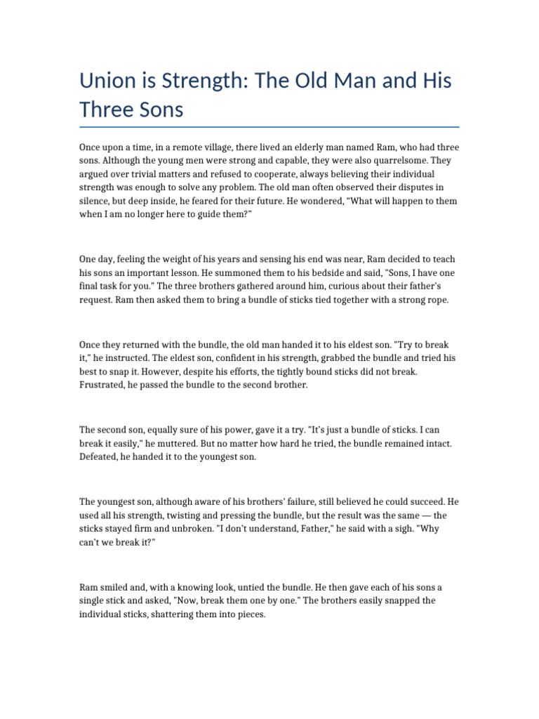 Union Is Strength Story | PDF