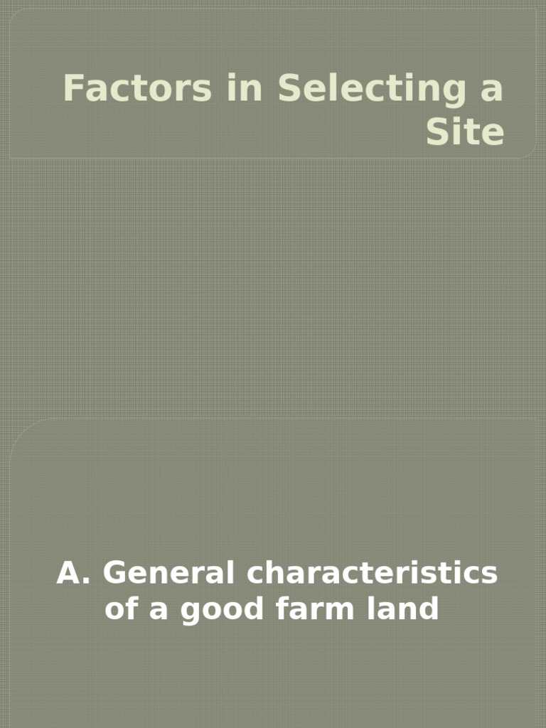 AFA 9 G2 Factors in Selecting A Site | PDF