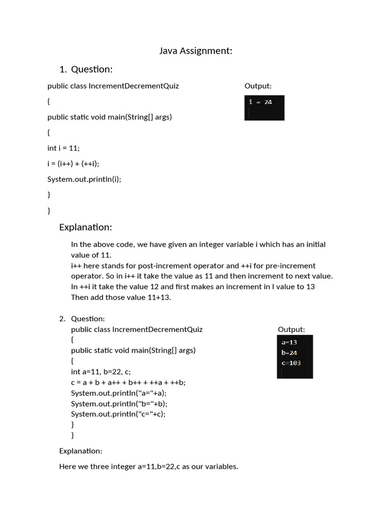 Java Assignment | PDF | Integer (Computer Science) | Data Type Java Assignment | PDF | Integer (Computer Science) | Data Type