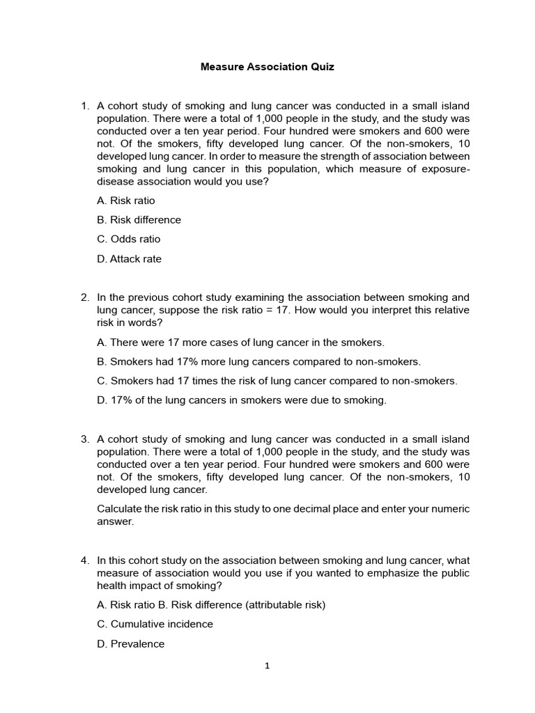 Measure_Association_Quiz | PDF | Smoking | Relative Risk