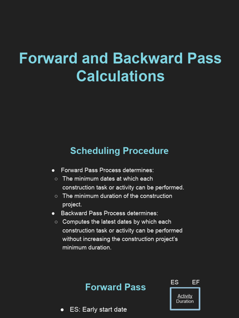 CM2 - W1 - Scheduling Procedure - Forward Pass and Backward Pass | PDF ...