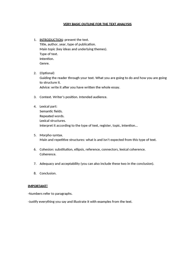 Text Analysis Outline | PDF