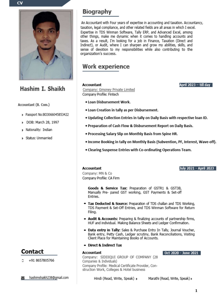 Hashim Shaikh - Resume - Apna | PDF | Taxes | Banks