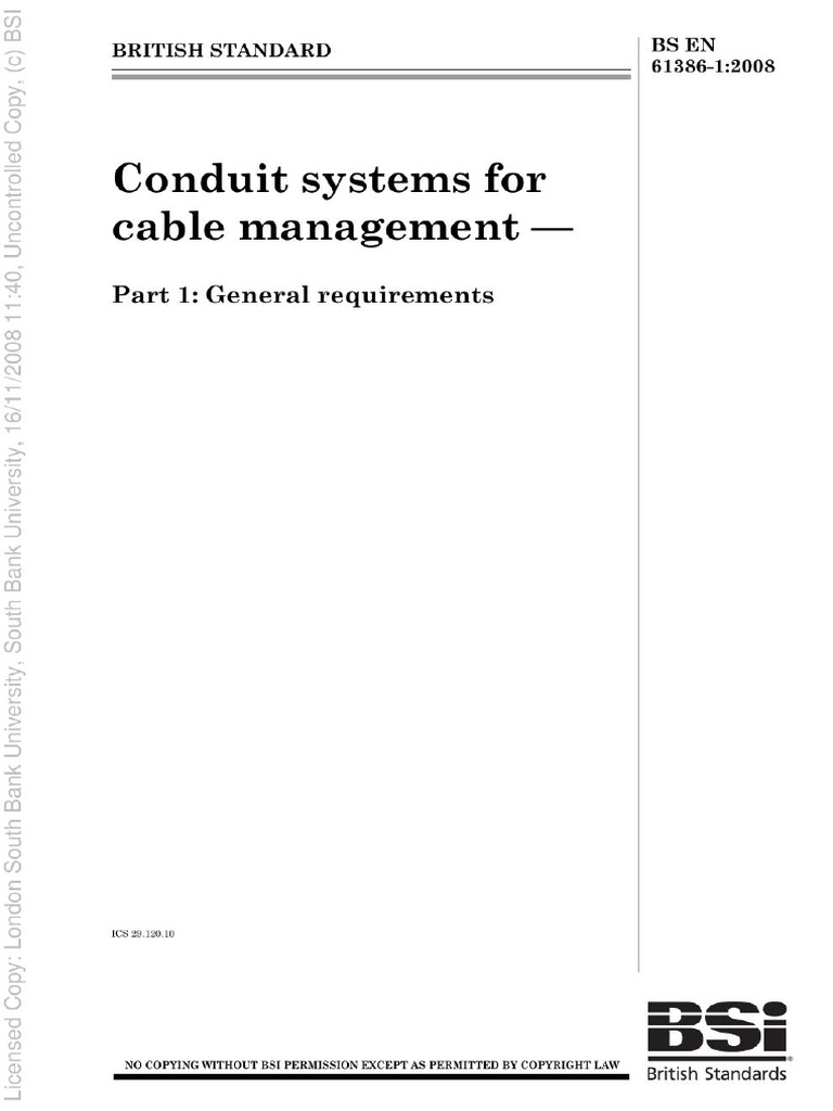 BS en 61386 1 2008 | PDF