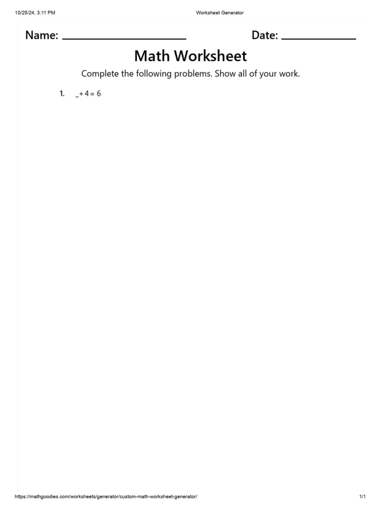 Custom Math Worksheet Generator - Math Goodies3 | PDF | Teaching Methods & Materials