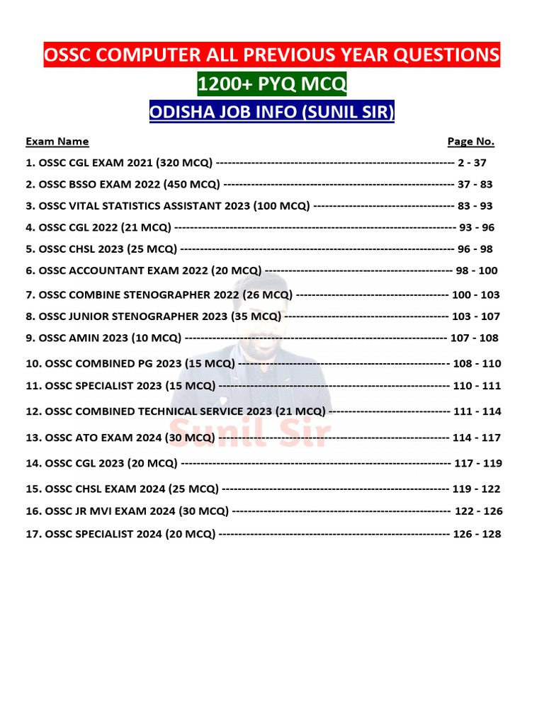 OSSC Exam Previous Year MCQs | PDF | Computer Virus | Computer Network