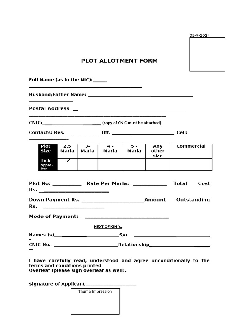 Muslim Homes Allotment Form | PDF | Finance & Money Management
