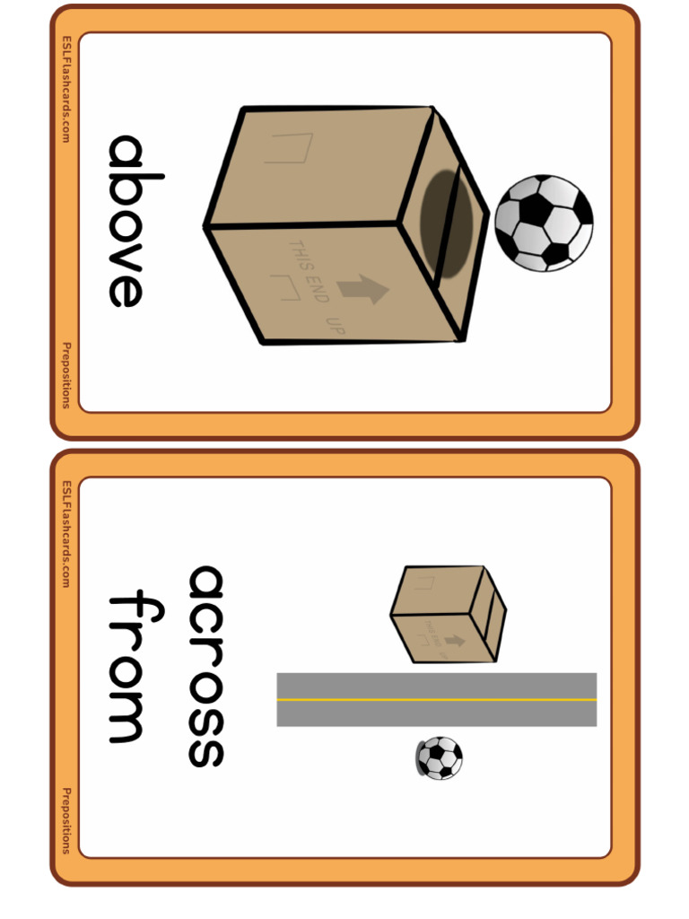 Prepositions Medium Flashcards With Labels | PDF