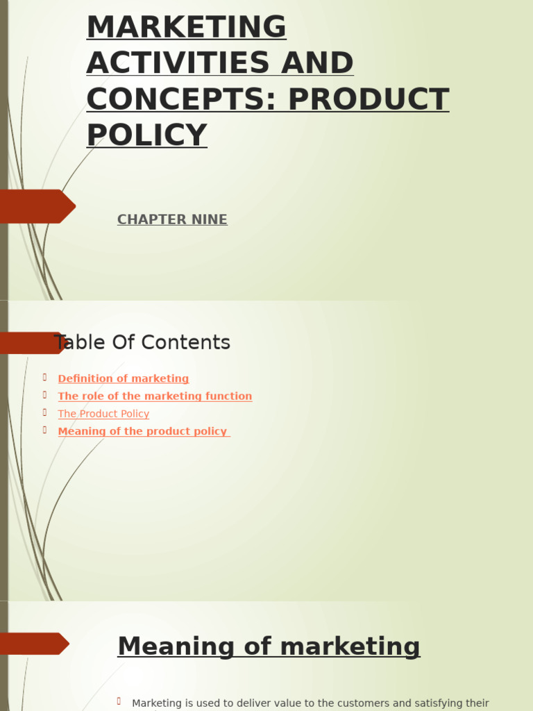 Chap. 9 MARKETING ACTIVITIES | PDF | Marketing | Goods