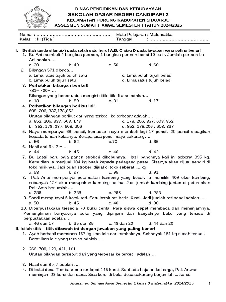 PTS 1 MTK KLS 3 | PDF