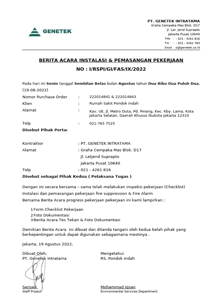 Progress & Berita Acara Pengecekan - 02 | PDF
