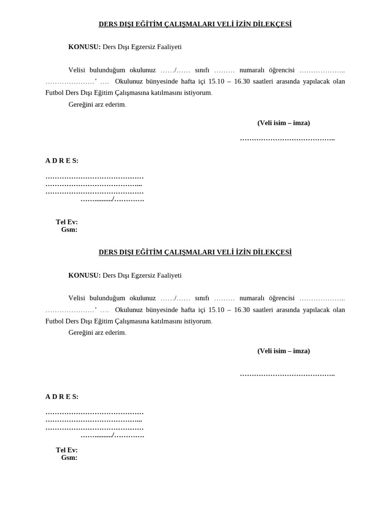 Veli Izin Belgesi | PDF