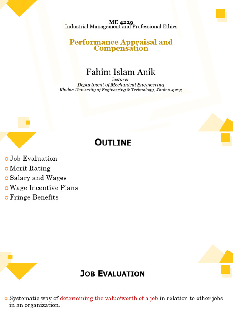 Job Evaluation and Merit Rating Methods | PDF | Incentive | Piece Work