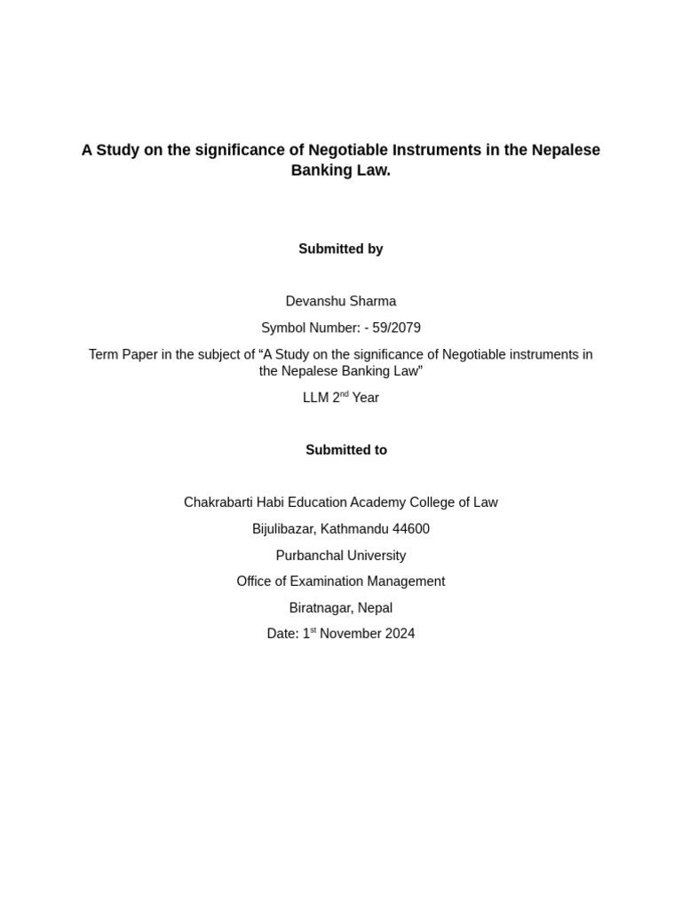 1.1 Cover Page - BL - Term Paper | PDF