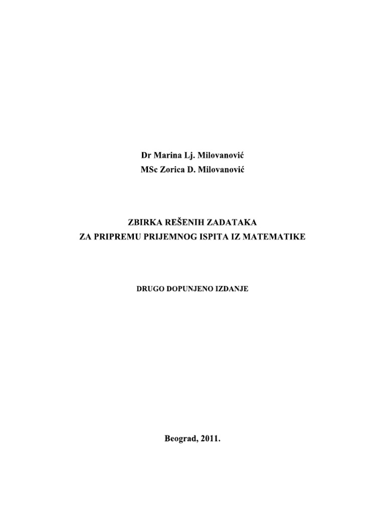 Zbirka - VBS - Zbirka Zadataka Iz Matematike | PDF