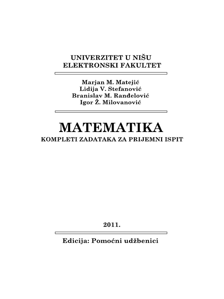 Zbirka Za Prijemni Matematika | PDF