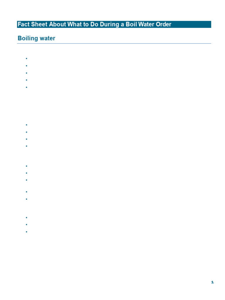 Boil Water Fact Sheet (PDF) | PDF | Water | Boiling