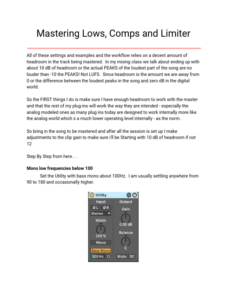 Lesson 3 - Jay-J - Mastering Lows, Comps and Limiter | PDF | Signal Processing | Information And ...