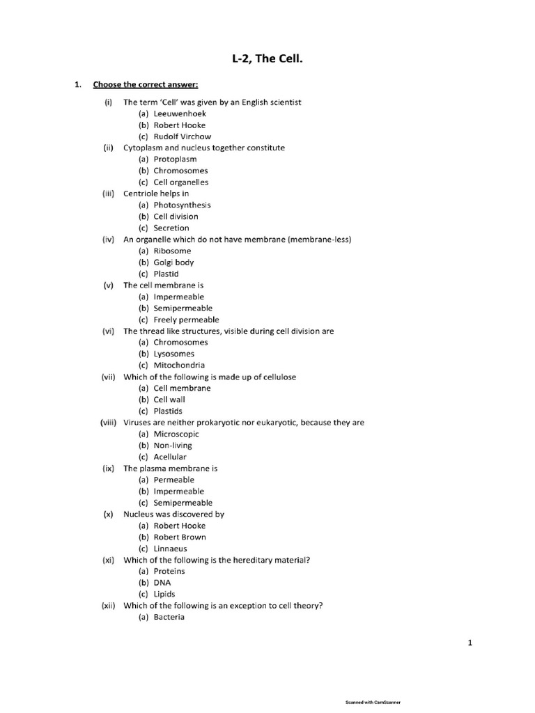 9th Biology Hy QB | PDF