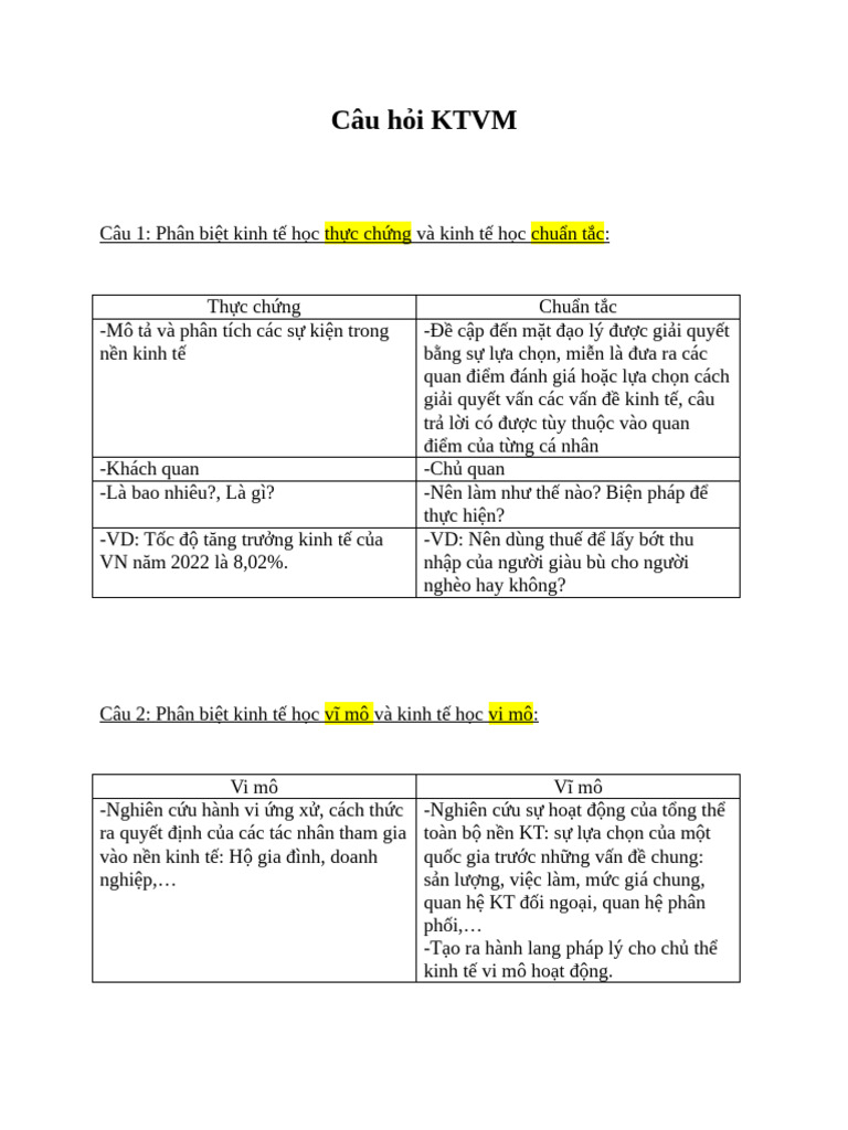 Câu Hỏi KTVM | PDF