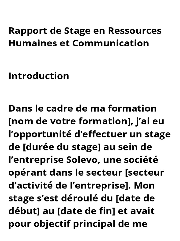 Rapport de Stage en RH et Communication | PDF | Gestion des ressources ...